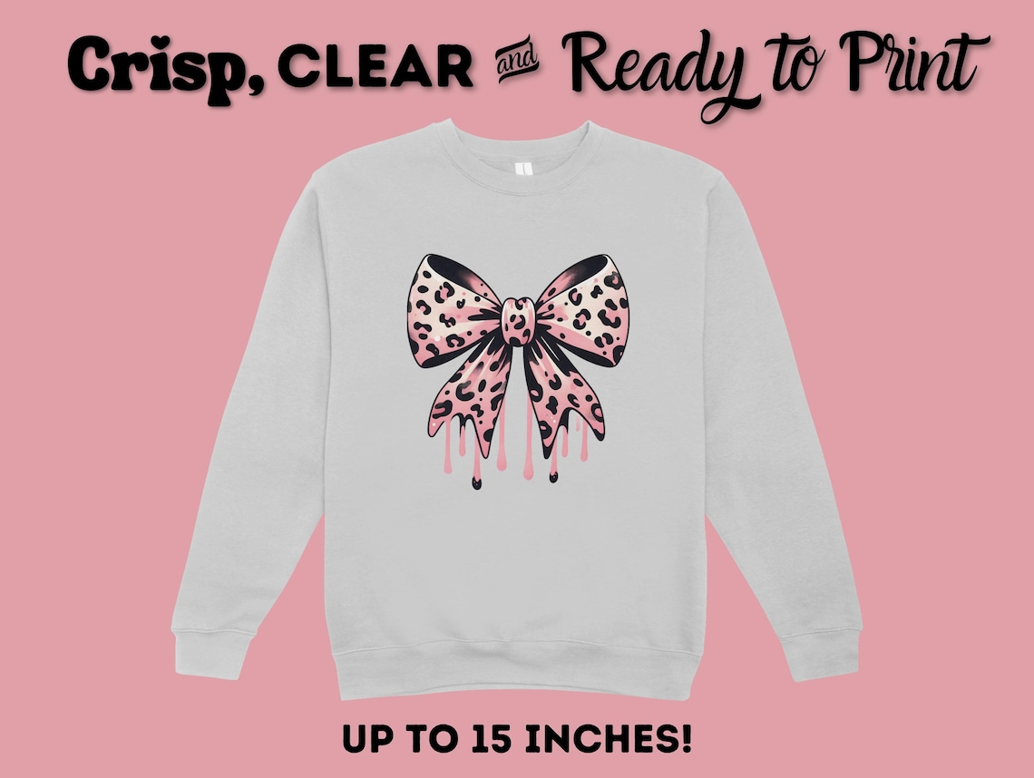 Pastel Goth Leopard Print Bow | Dripping Clipart for DTG Sublimation ...