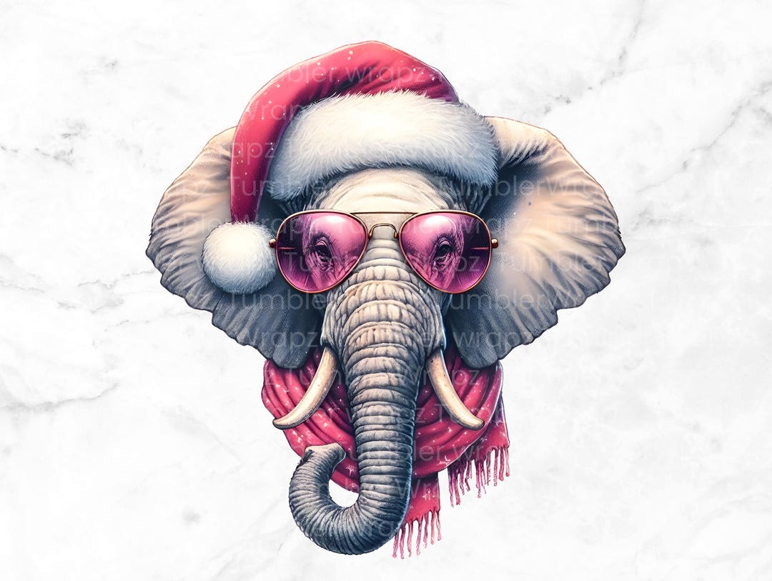 Christmas Elephant Png, Santa Animal Clipart for T Shirts Totes ...