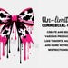 Pink Cow Print Bow Bundle | Dripping Bow Clipart for DTG Sublimation ...