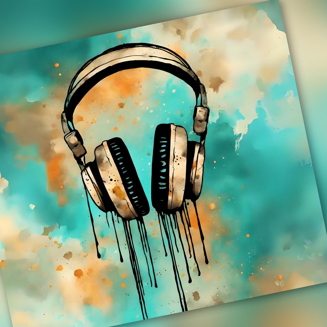 Cool Dripping Headphones Tumbler Wrap Design Template for Sublimation ...
