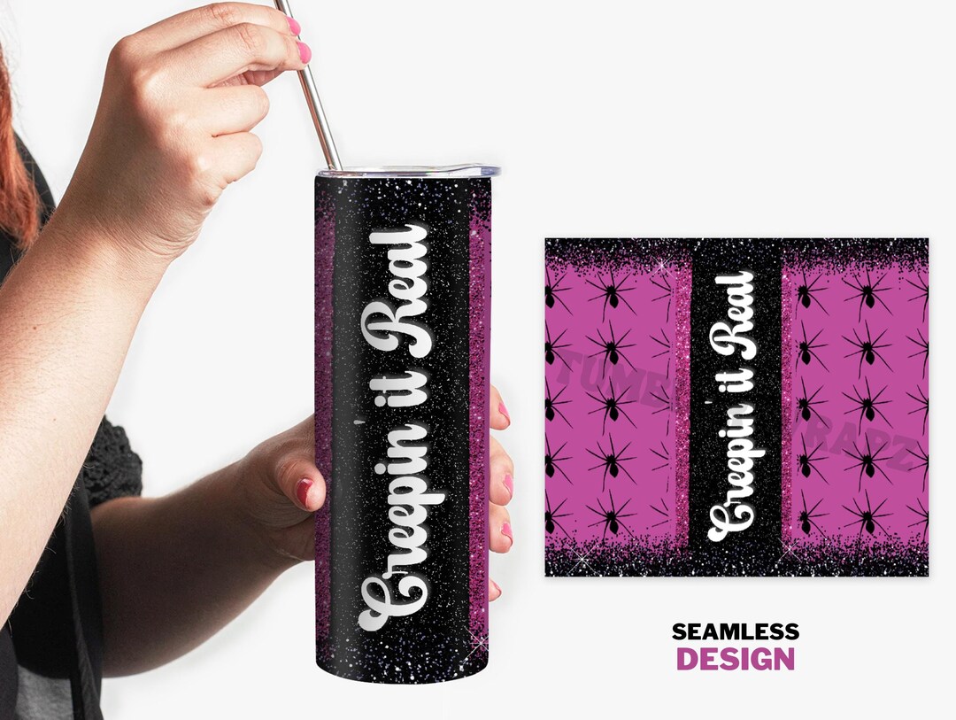 Creep It Real Tumbler Wrap PNG, Pink Spider Tumbler Sublimation Design ...