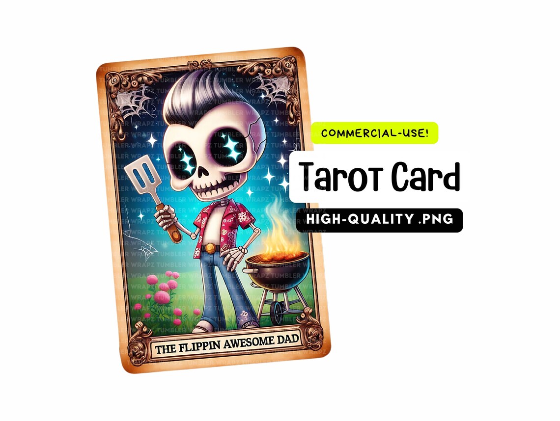 The Flippin Awesome Dad Tarot Card PNG Fathers Day Clipart Funny Skull ...