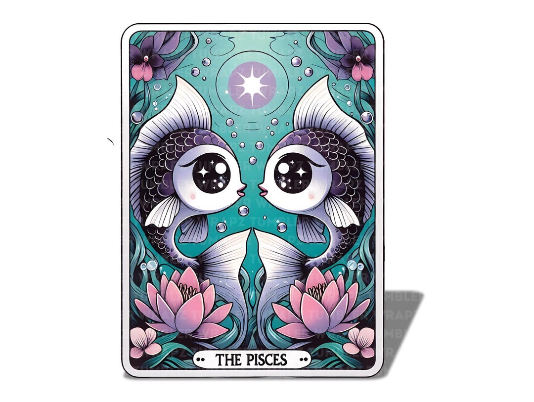 The Pisces Tarot Card PNG, Zodiac Sublimation Template, Horoscope ...