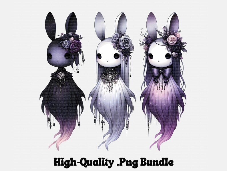 Ghost Bunnies PNG, Cute Halloween Clipart, Cute Gothic Png, Halloween ...
