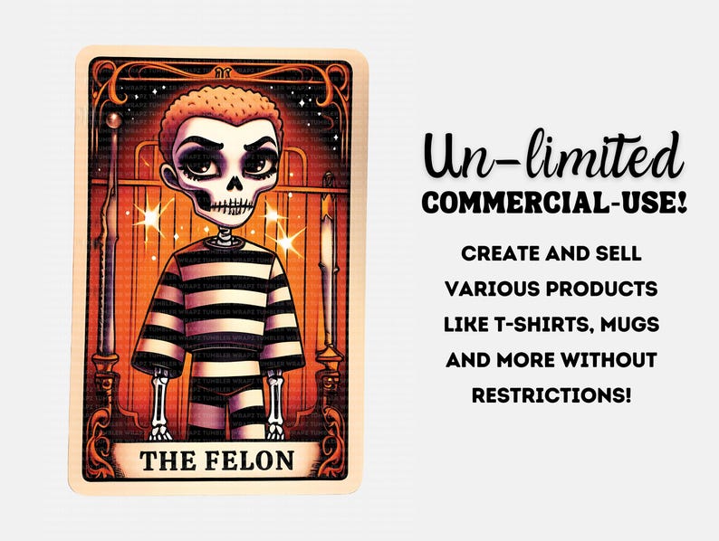 The Felon Tarot Card PNG Bundle, DTG Sublimation Template, Digital ...