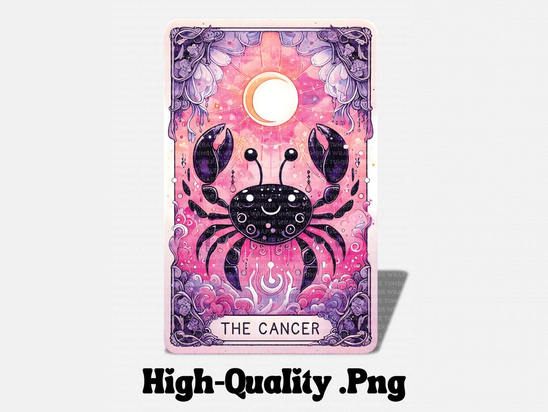 The Cancer Tarot Card PNG, Zodiac Sublimation Template, Horoscope ...