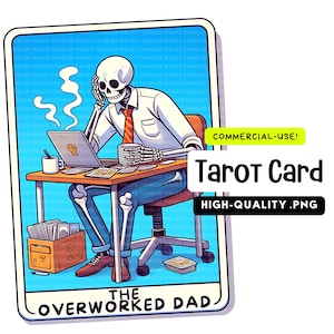 The Overworked Dad Tarot Card PNG - Funny Skull Sublimation Design for ...