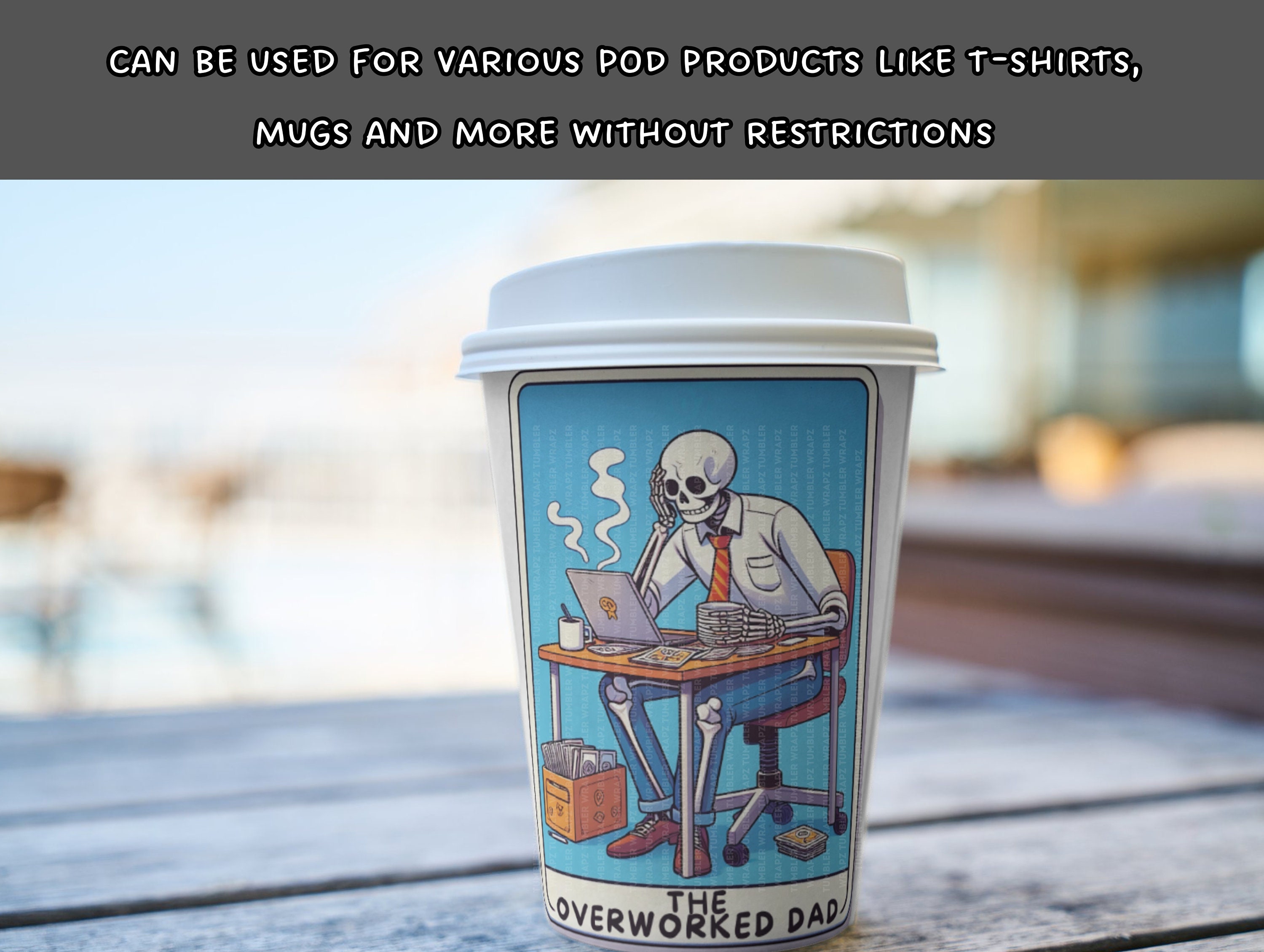 The Overworked Dad Tarot Card PNG - Funny Skull Sublimation Design for ...