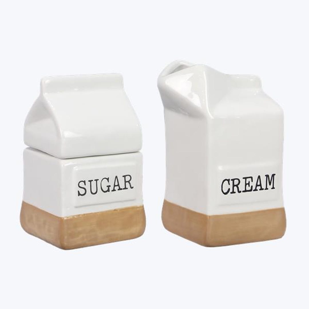 Ceramic Milk Carton Cream & Sugar Jar Set of 2 - Etsy