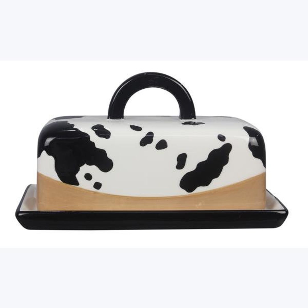 Ceramic Country Black and White Butter Dish - Etsy