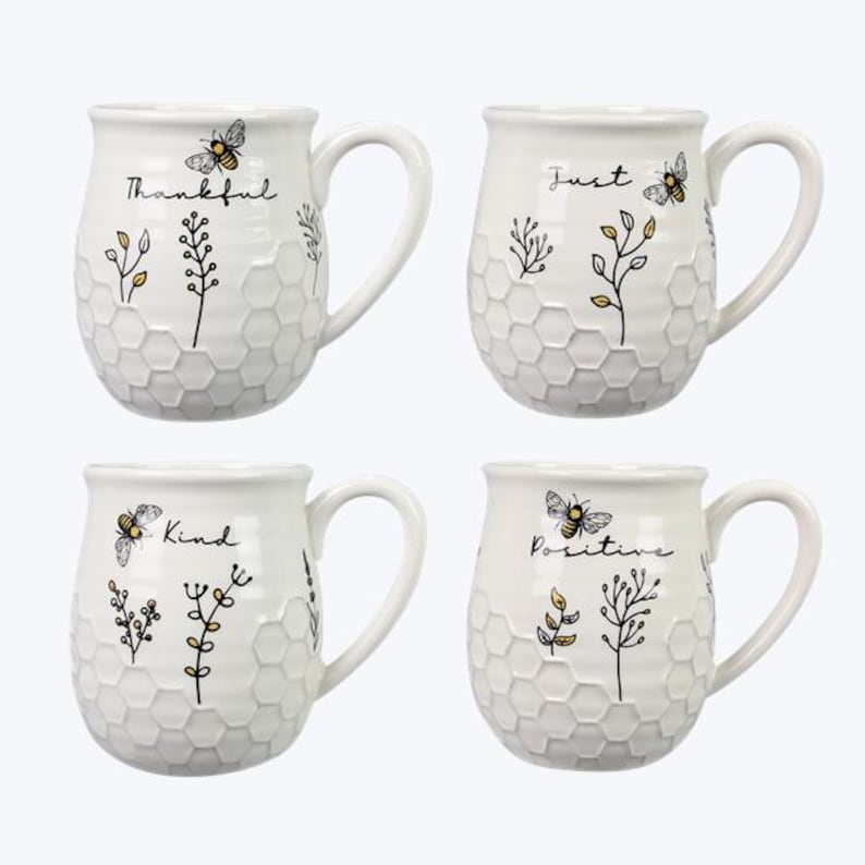 Honey Bee Ceramic Mug- 4 Pcs - Etsy
