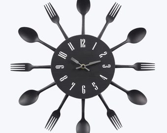 Vintage Silverware Fork Spoon Knife KITCHEN Wall Clock UNIQUE DESIGN ...