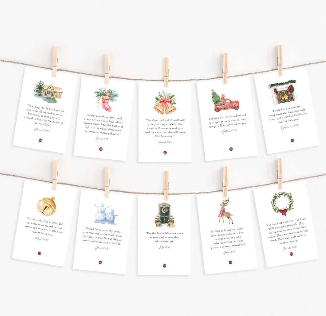 Advent Scripture Cards, Christmas Advent Calendar, Printed, Christian ...