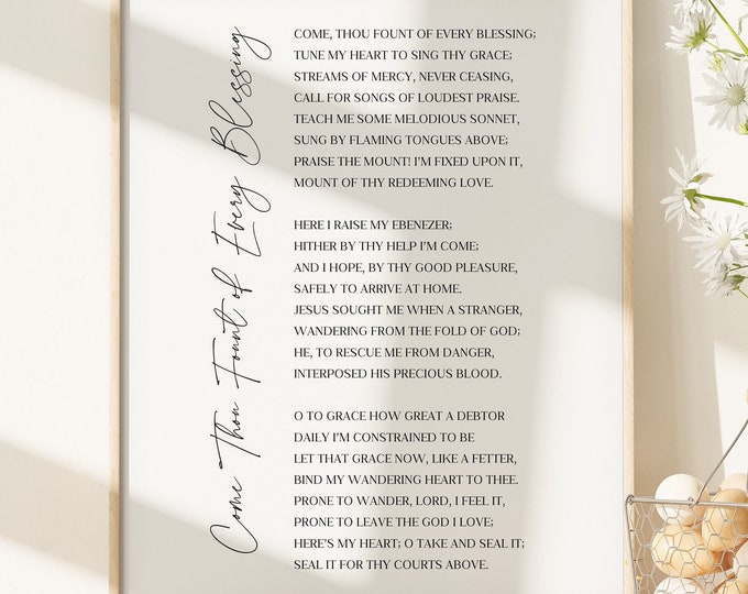 Come Thou Fount of Every Blessing Hymn Art Print - Etsy