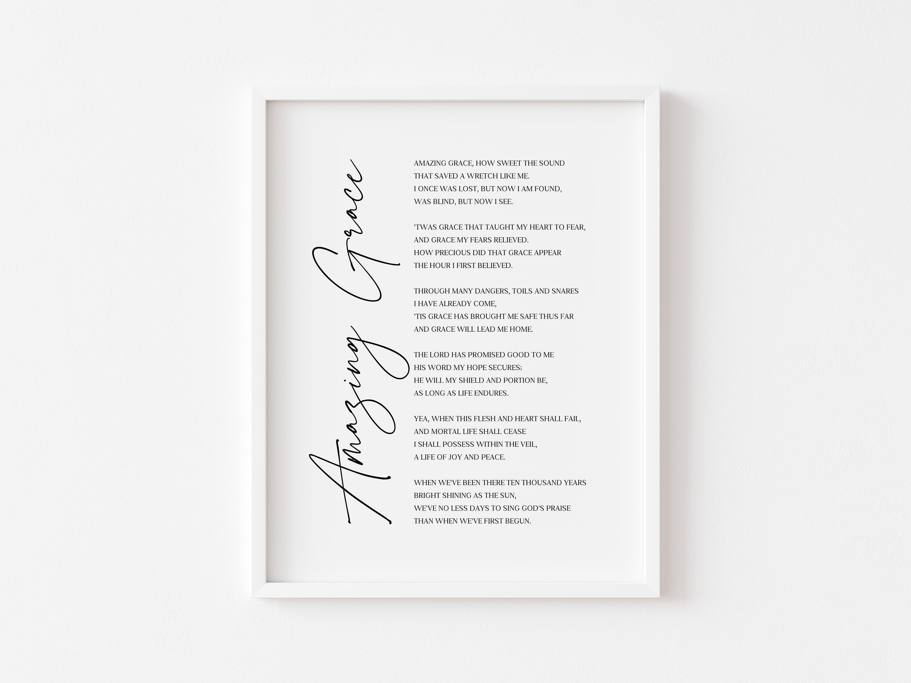 Amazing Grace, Hymn, Lyrics, Home Decor, Wall Art, Office Decor ...