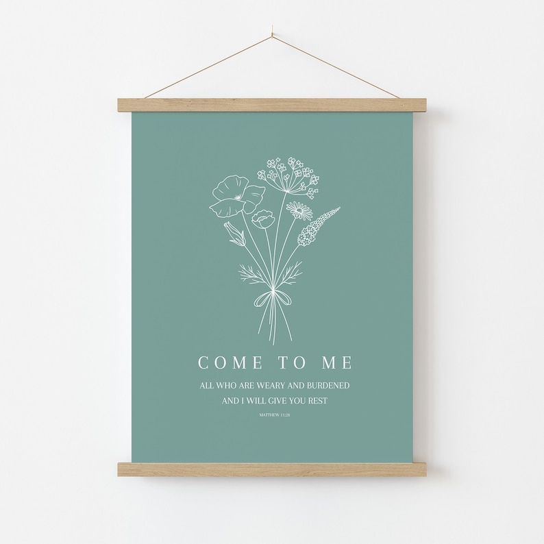 Matthew 11:28, Bible Verse Wall Art, Sage Green, Scripture, Christian ...