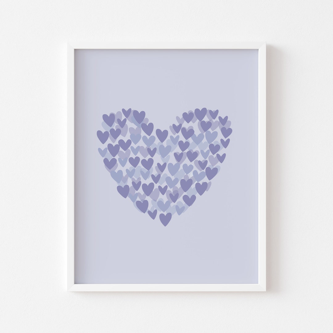 Blue Purple Heart Wall Art, Printable, Wall Decor, Nursery, Kids Room ...