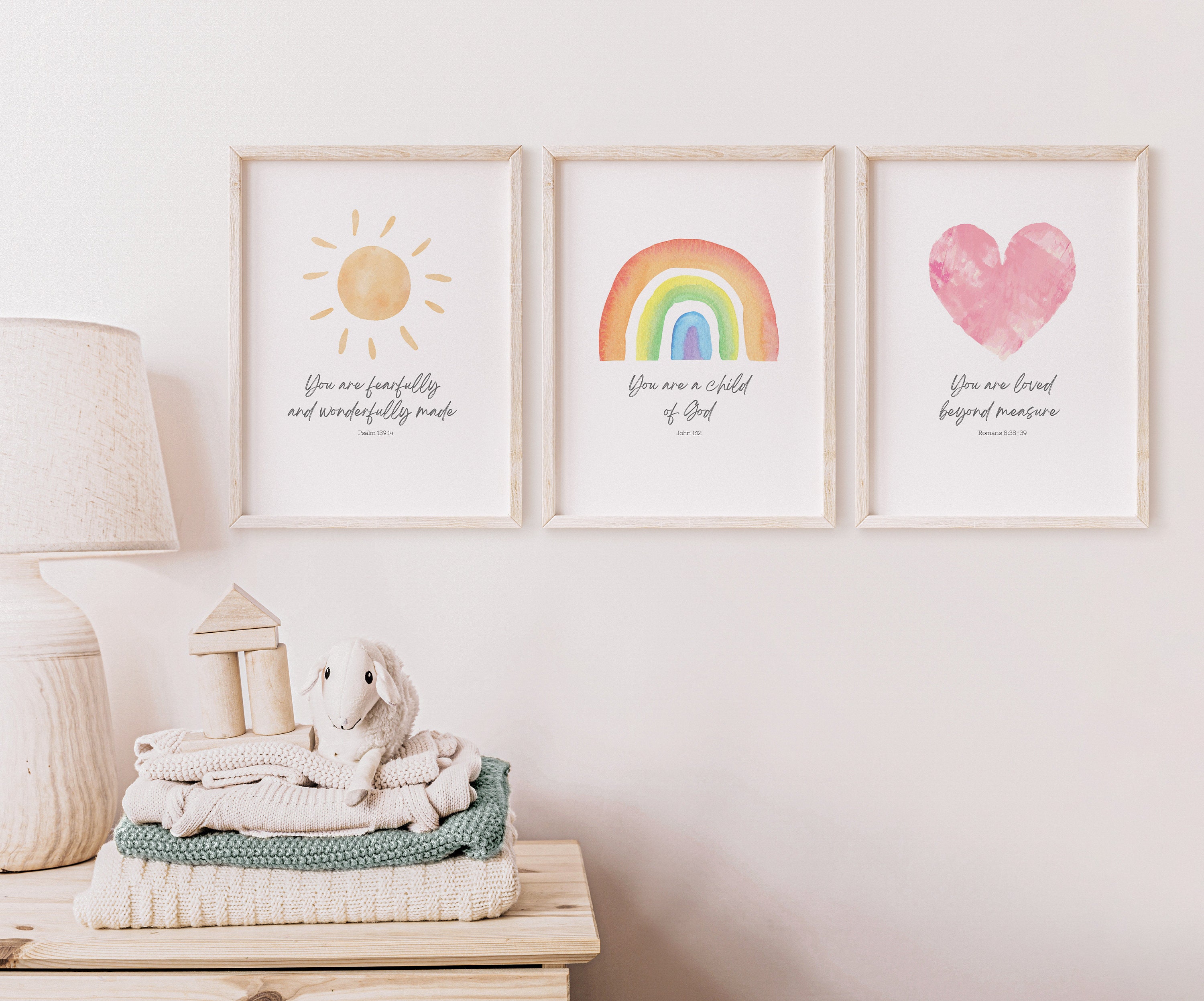 Bible Verse Wall Art Watercolor Set of 3 Kids Room - Etsy