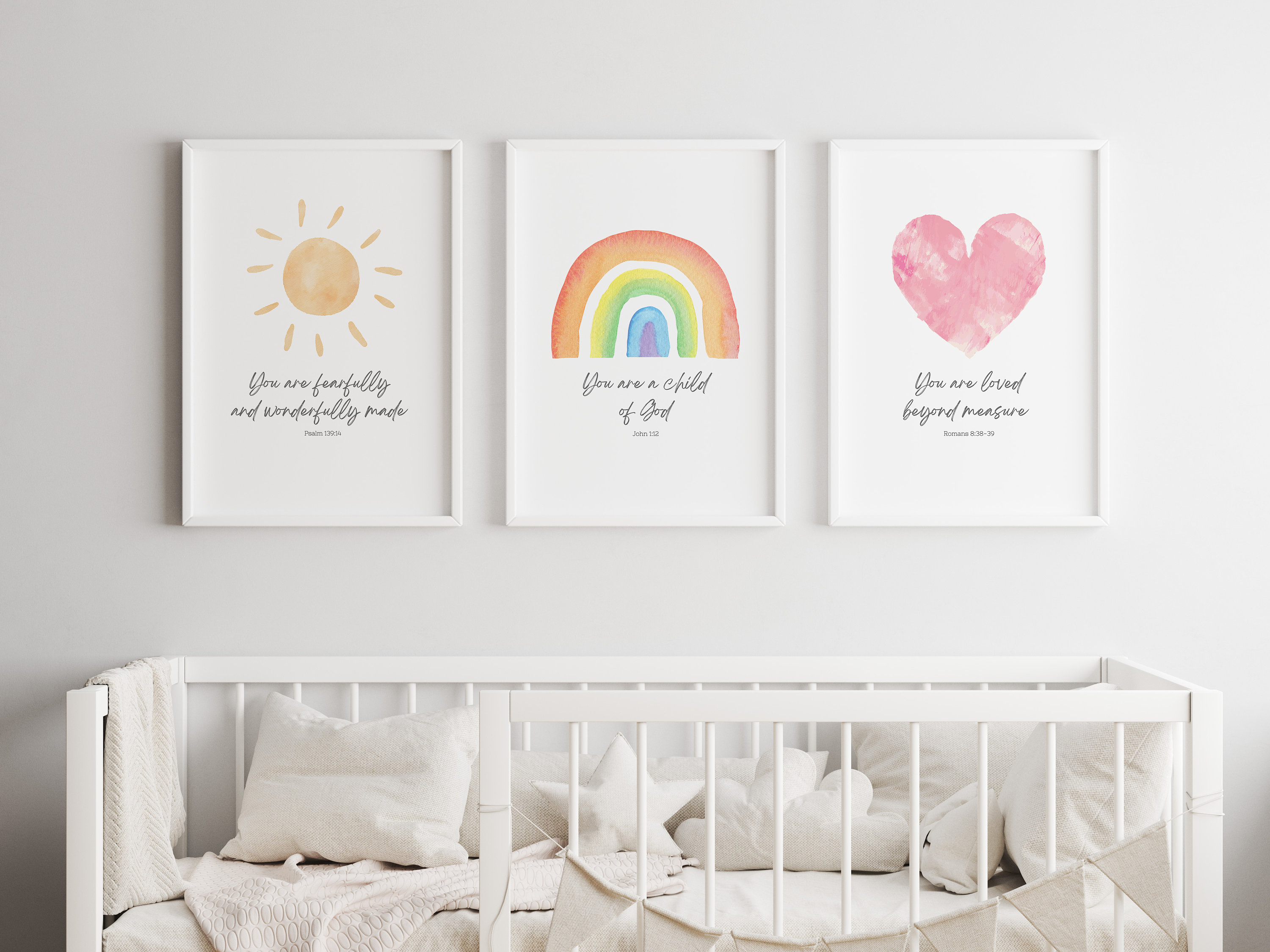 Bible Verse Wall Art Watercolor Set of 3 Kids Room - Etsy
