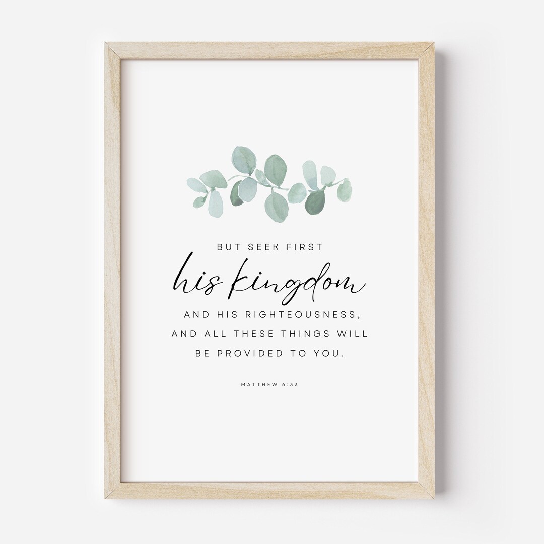 Matthew 6:33, Bible Verse Wall Art, Watercolor Eucalyptus, Scripture ...