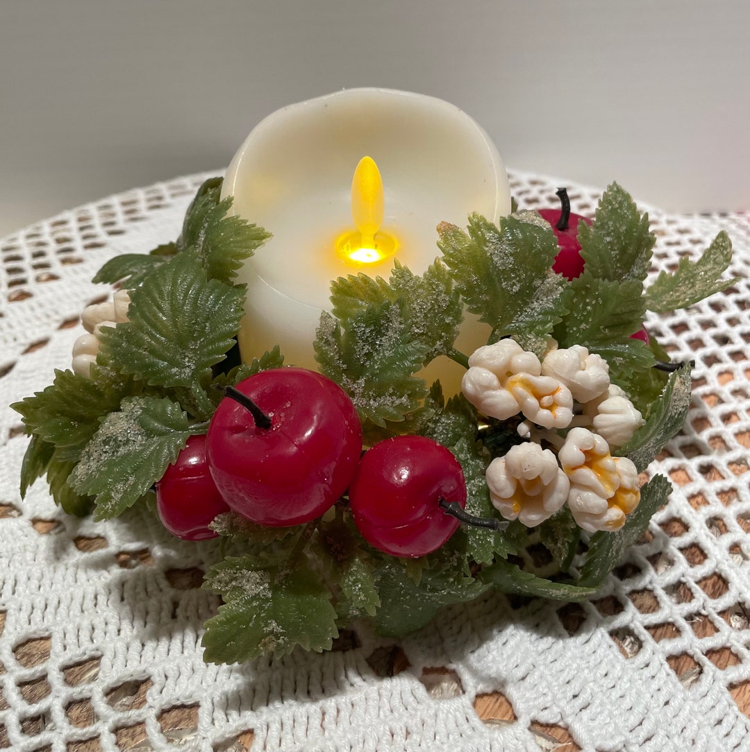 Vintage Christmas Candle Ring, 1960s Mid Century Modern, Red Apples ...