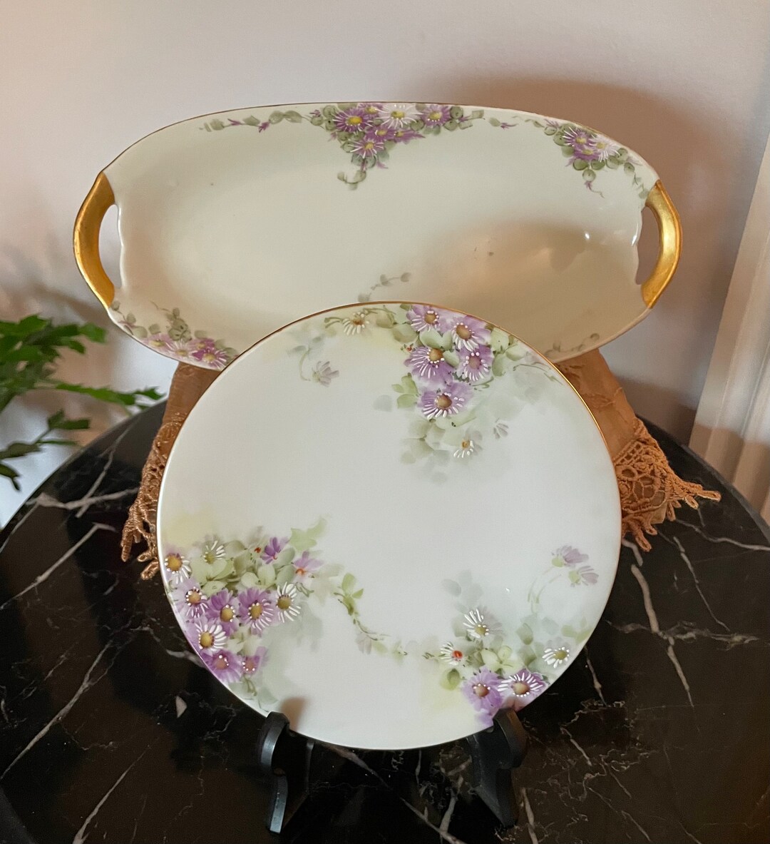 Serving Dish/tidbit Dish and Bread/butter Plate, Handpainted, KPM ...