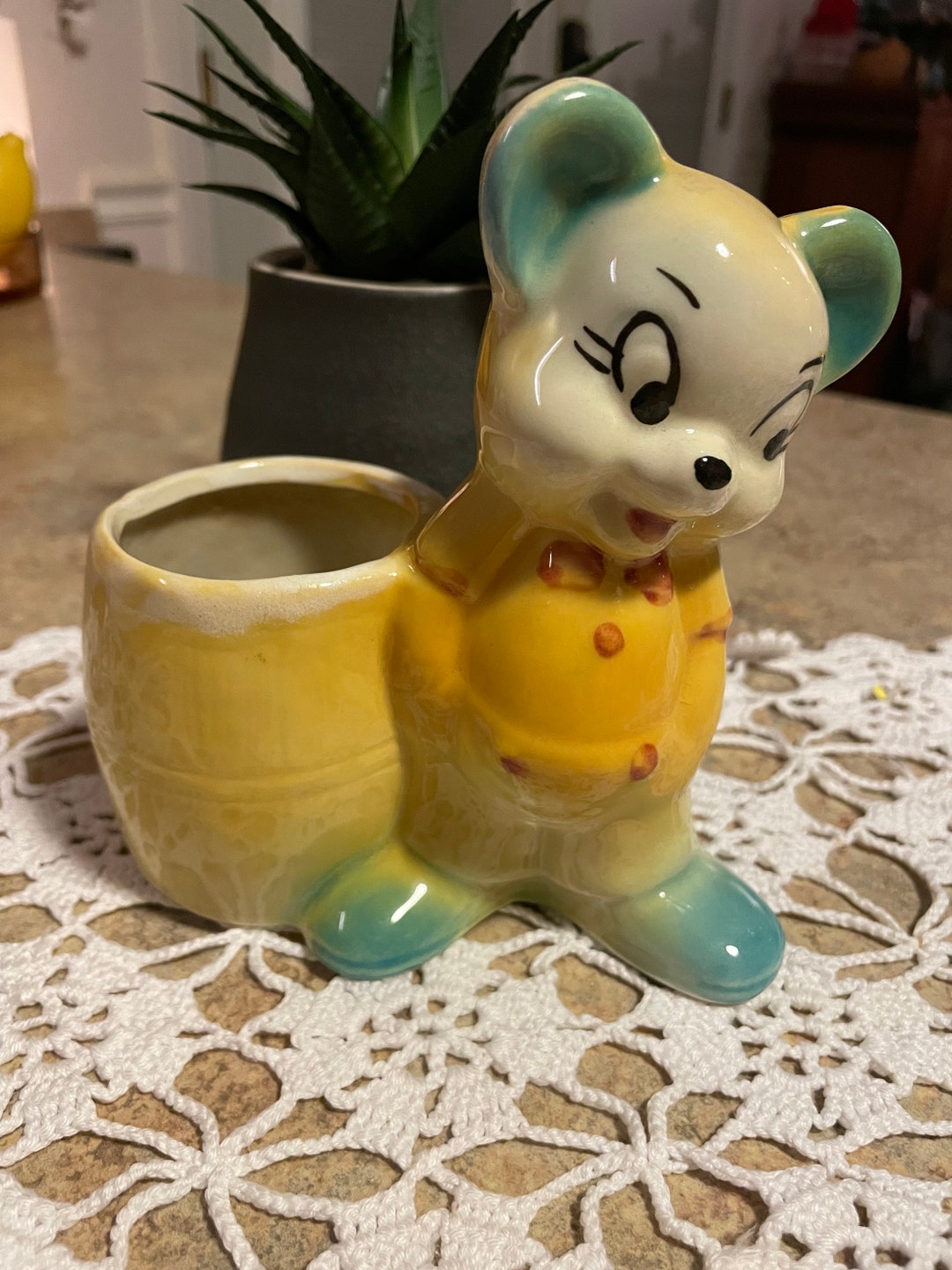 Vintage Bear and Honey Pot Planter/flower Pot, Hand Painted Ceramic ...