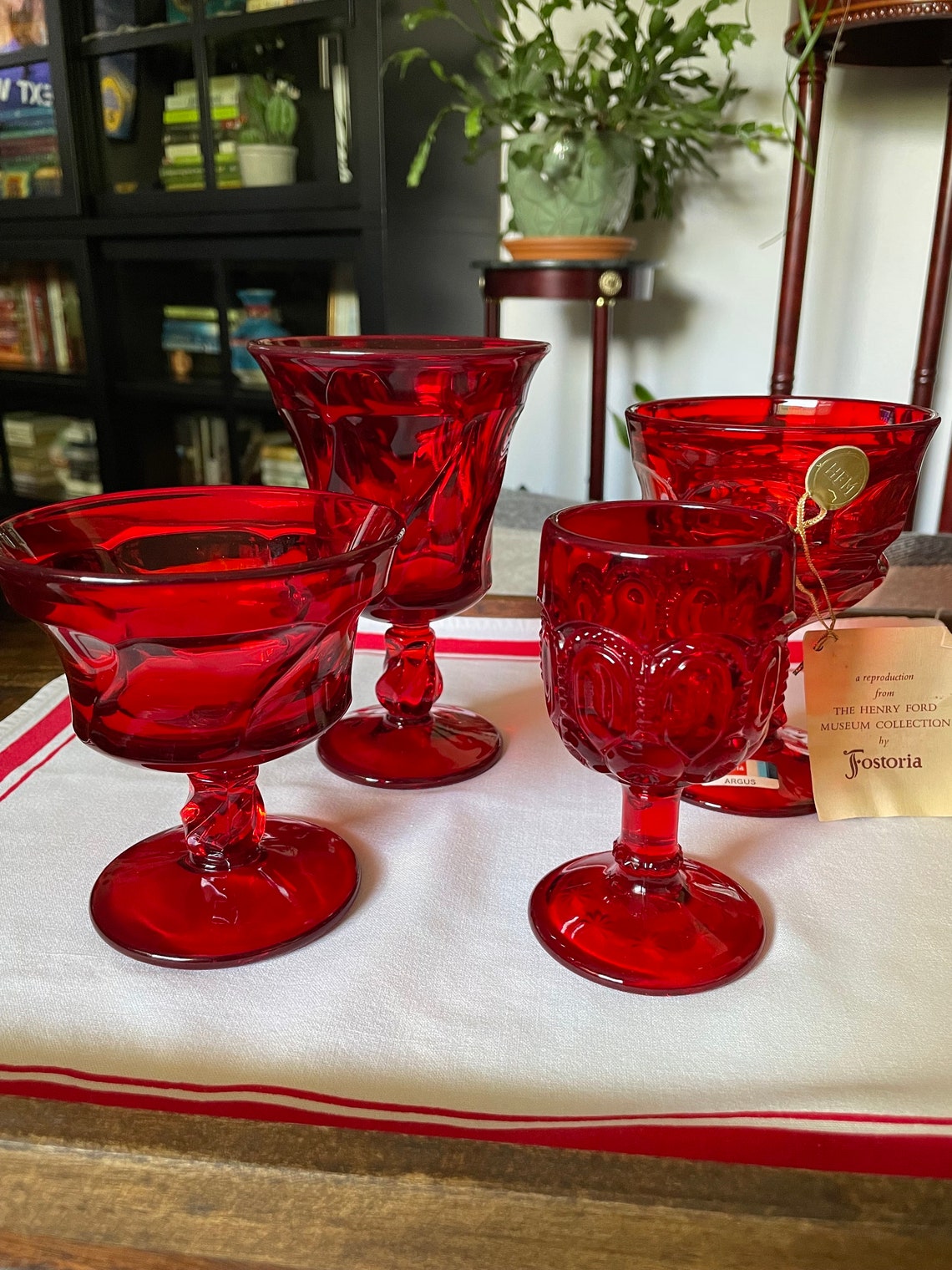 Red Mismatched Glasses LE Smith Ruby Red Moon and Stars - Etsy