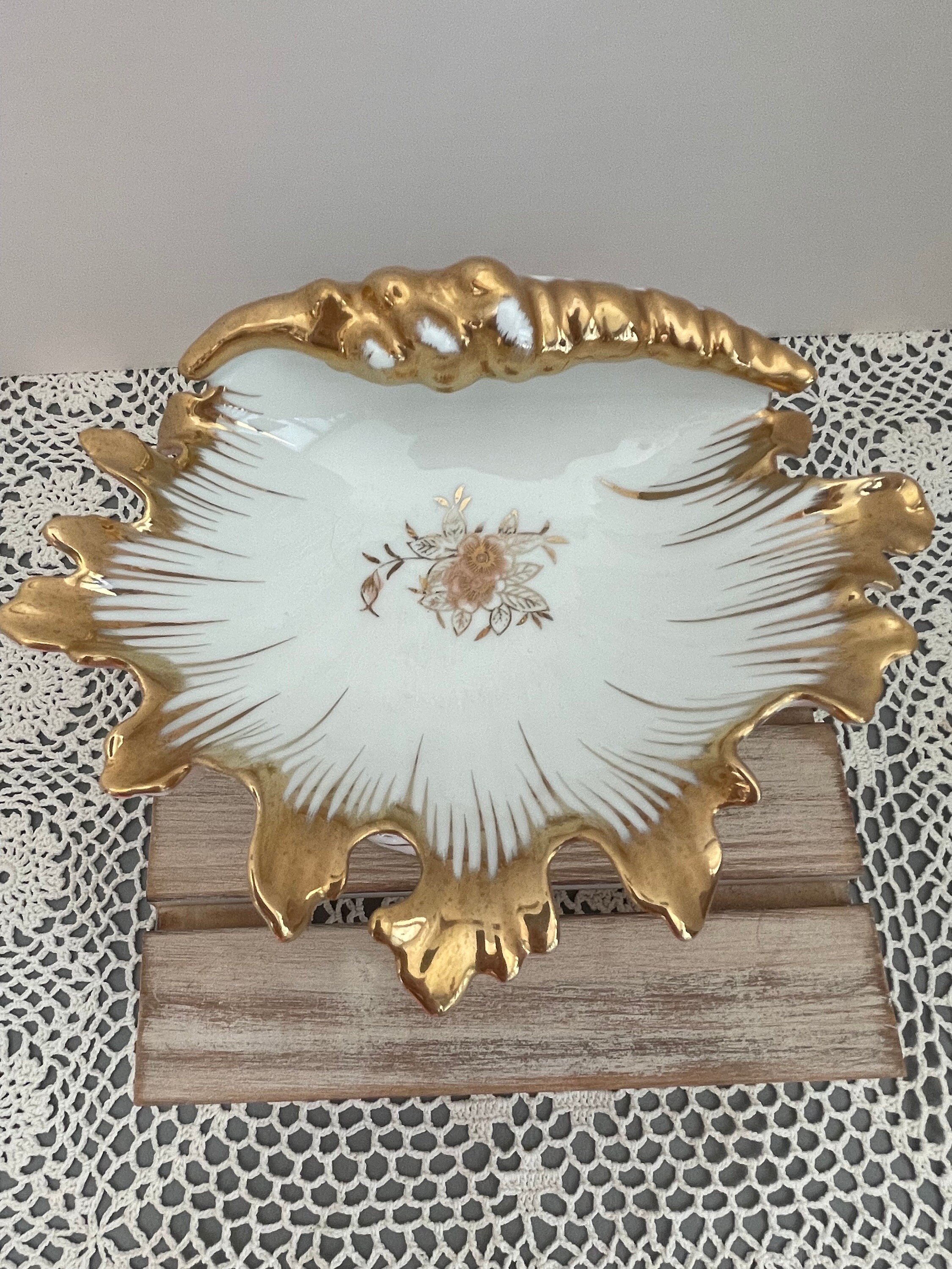 Vintage Italian Tazza Crustacean Shell Pottery Dish/compote With Heavy ...