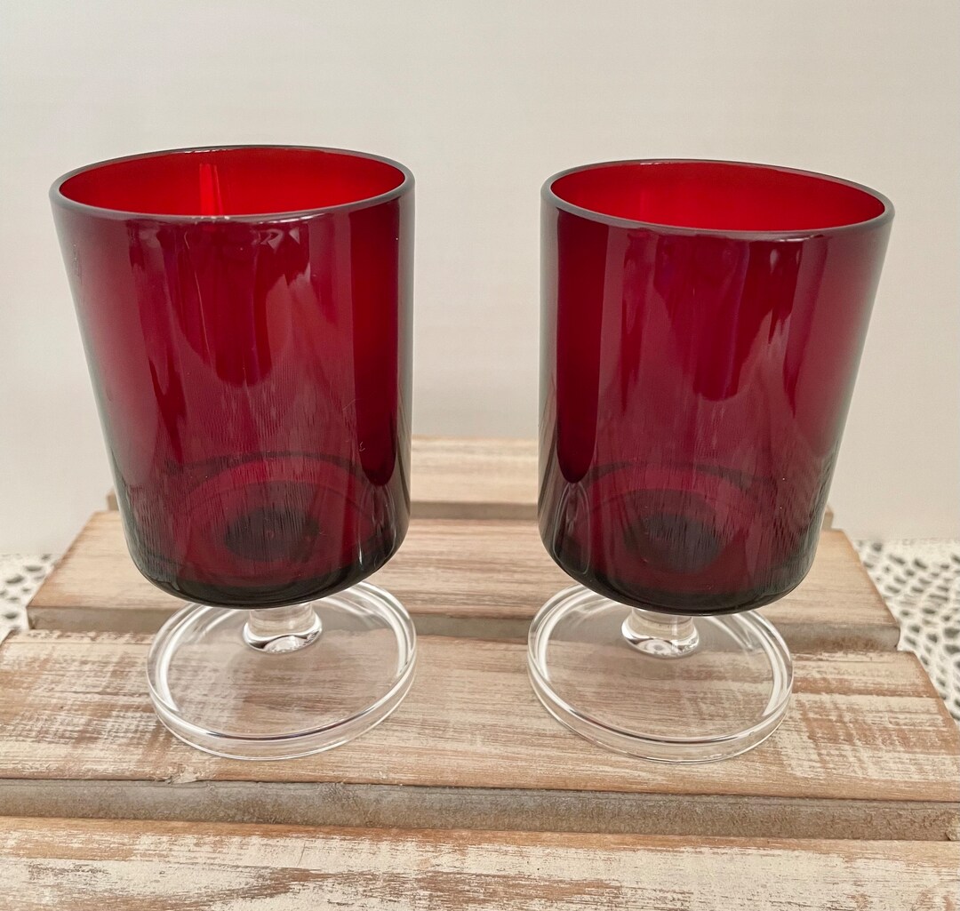 French Ruby Red Stemware/glasses MCM Barware - Etsy