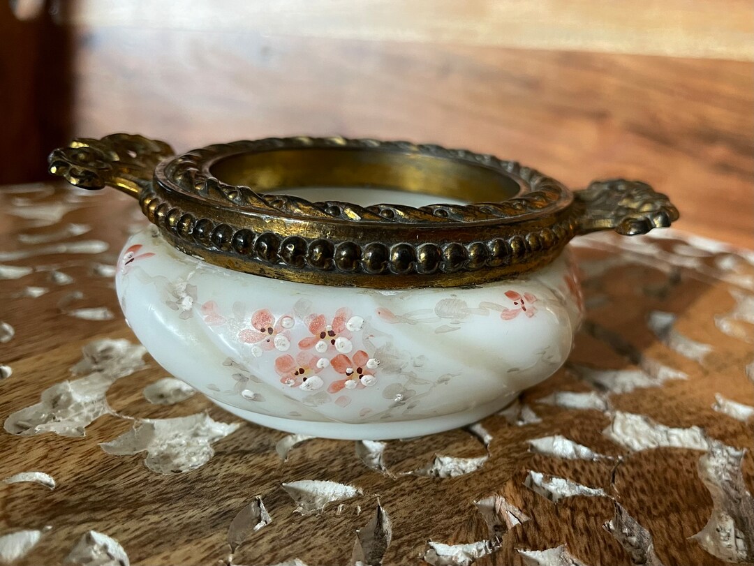 Wave Crest Swirl Opal Ware, Hand Painted, Open Trinket Box/pin Dish ...