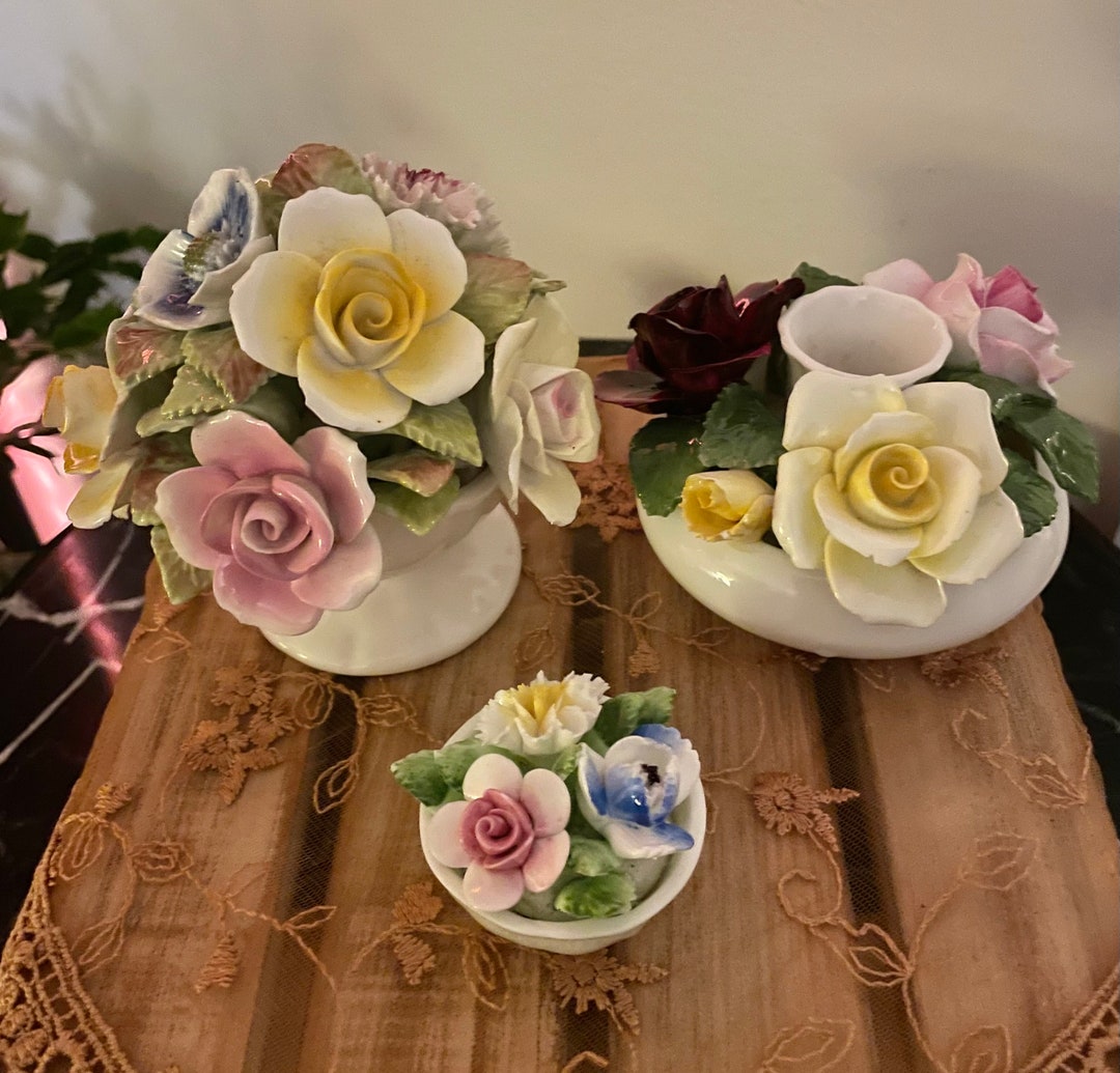 Bone China Flower Bouquets, Candleholder and Tiny Floral Bouquet ...