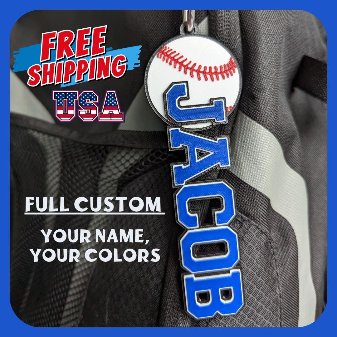 Baseball - Nametag Customized Sports Bag Tag - Keychain - Etsy