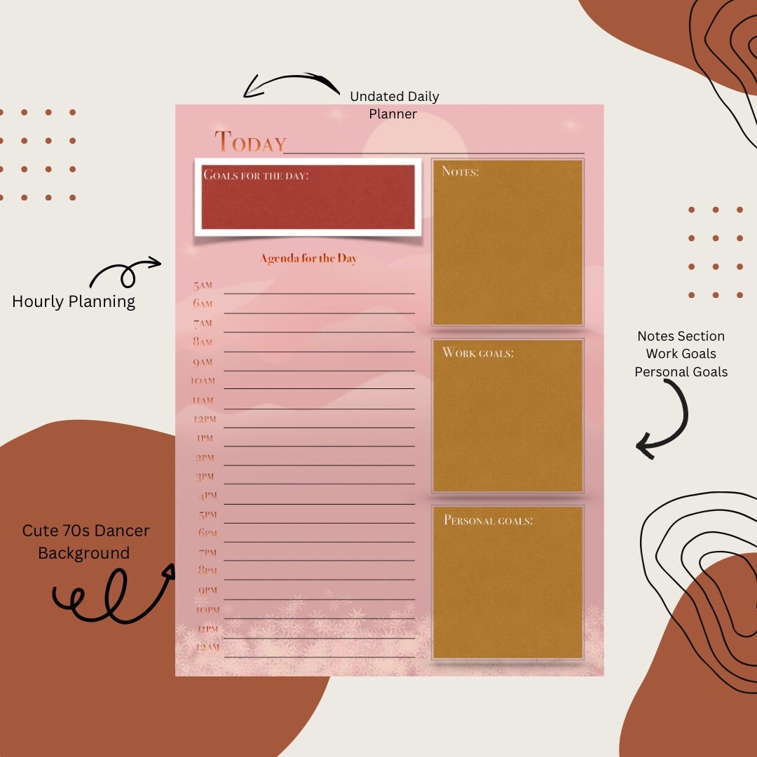 70s Maroon Mountain Range Daily Planner - Etsy
