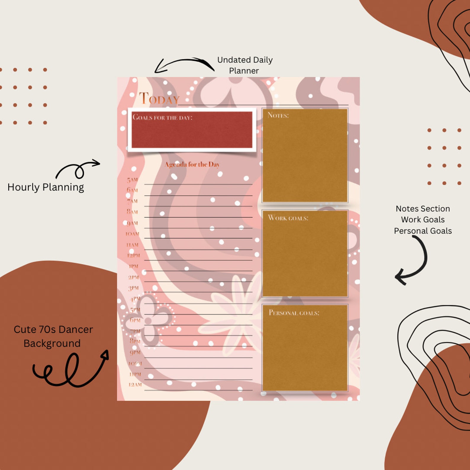 Wavy Flower Daily Planner - Etsy