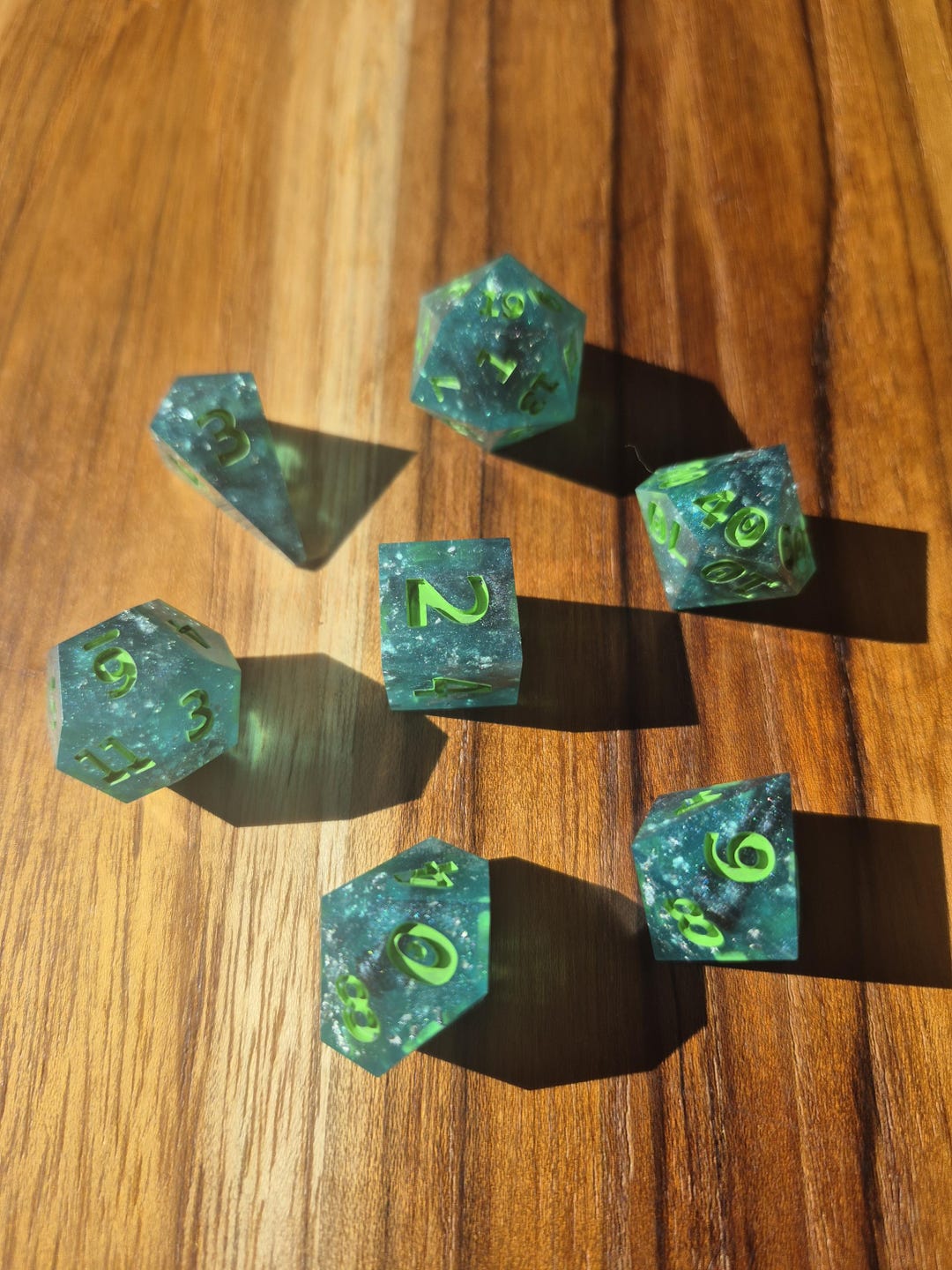 7 Piece Roleplaying Dice Set Handmade Resin. Balanced and Ready for ...