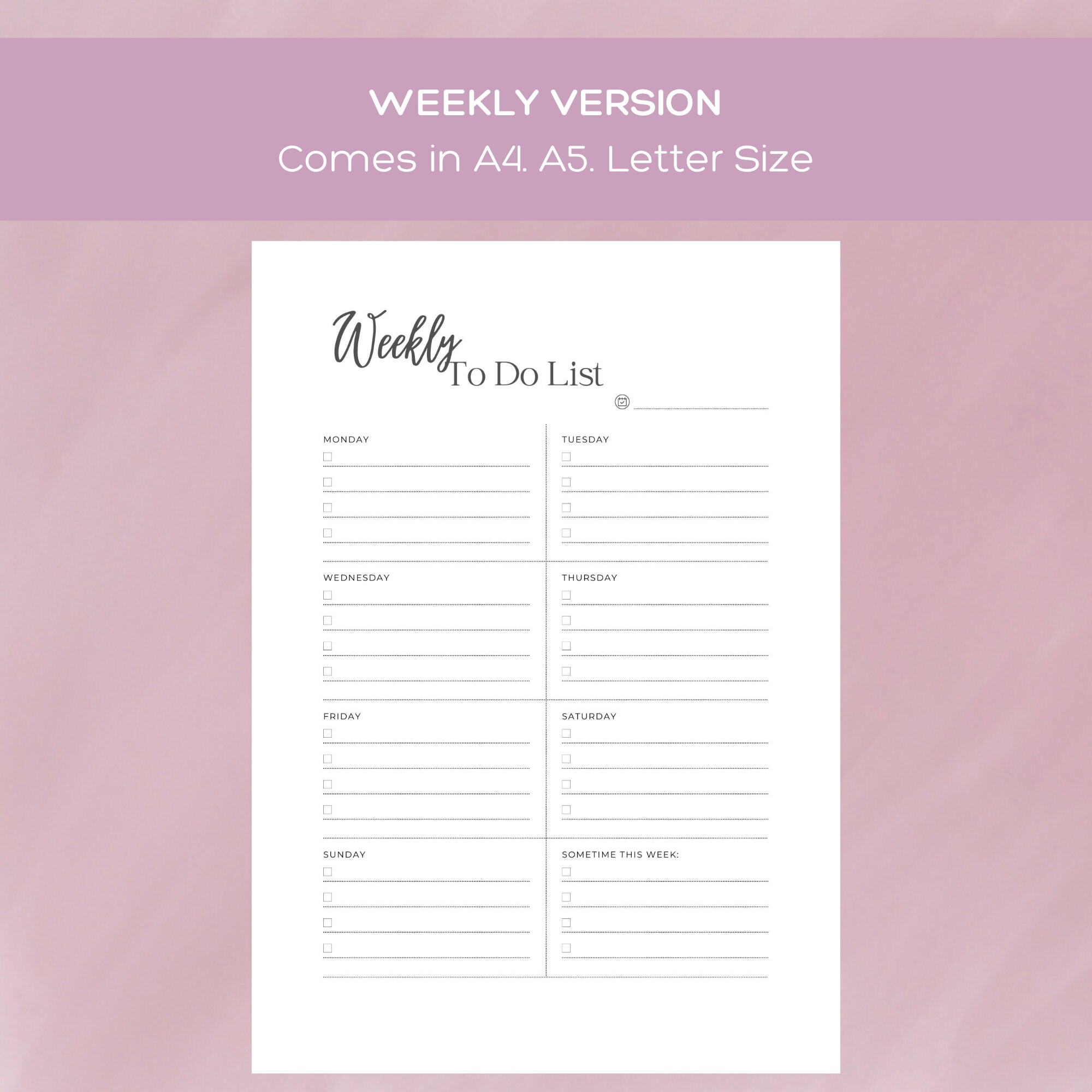 Simple to Do List Printable, Tasks List Template, Weekly & Daily ...