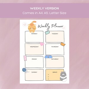 Cat Themed to Do List Printable, Daily/weekly Tasks Template, Organizer ...