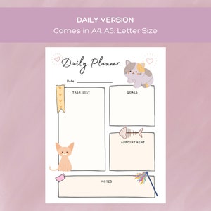 Cat Themed to Do List Printable, Daily/weekly Tasks Template, Organizer ...