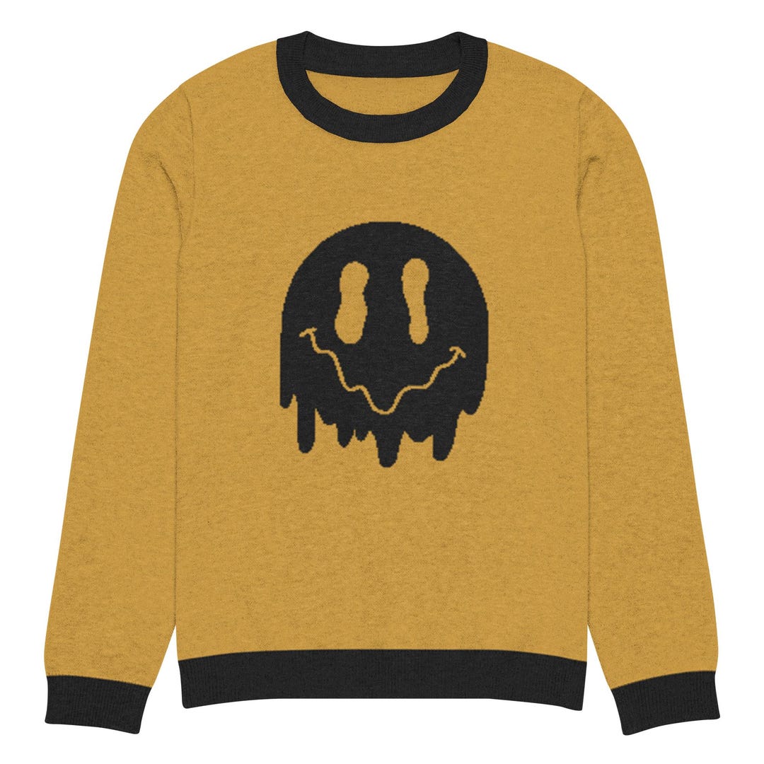 Creepy Slimy Emoji Sweater, Knitted Crew Neck Sweaters, Creepy Santa ...