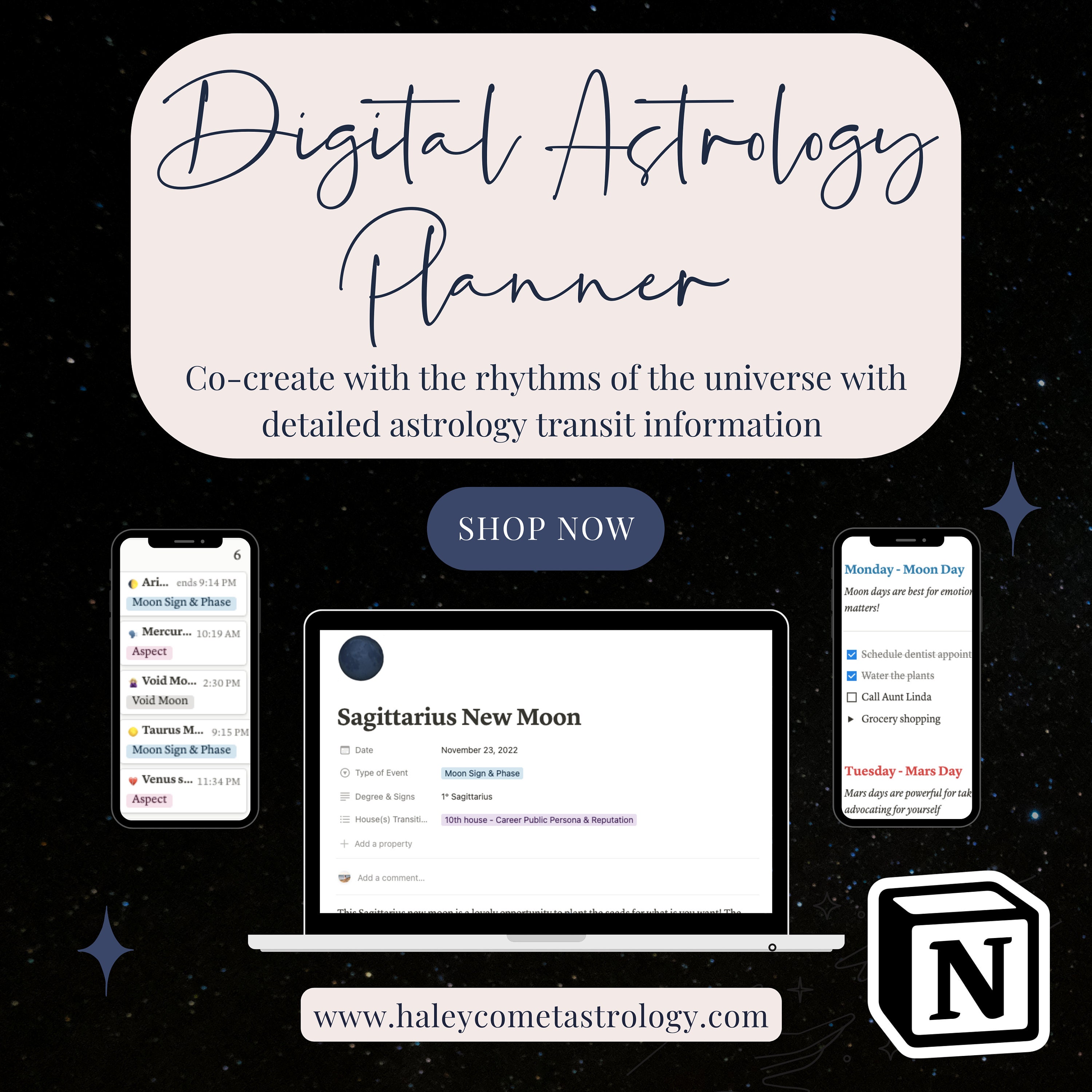 January 2024 Digital Astrology Planner: Astrology Notion Template With ...