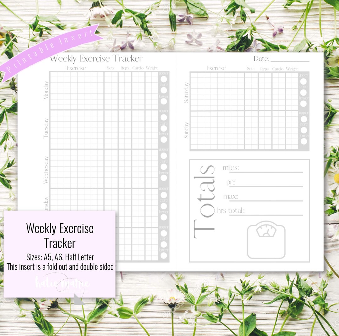 Weekly Exercise Tracker Insert, Printable - Customizable - Etsy
