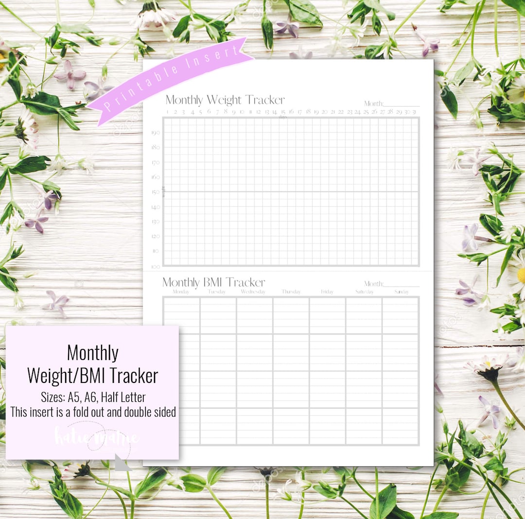 Monthly Weight/bmi Tracker Insert, Printable - Customizable - Etsy