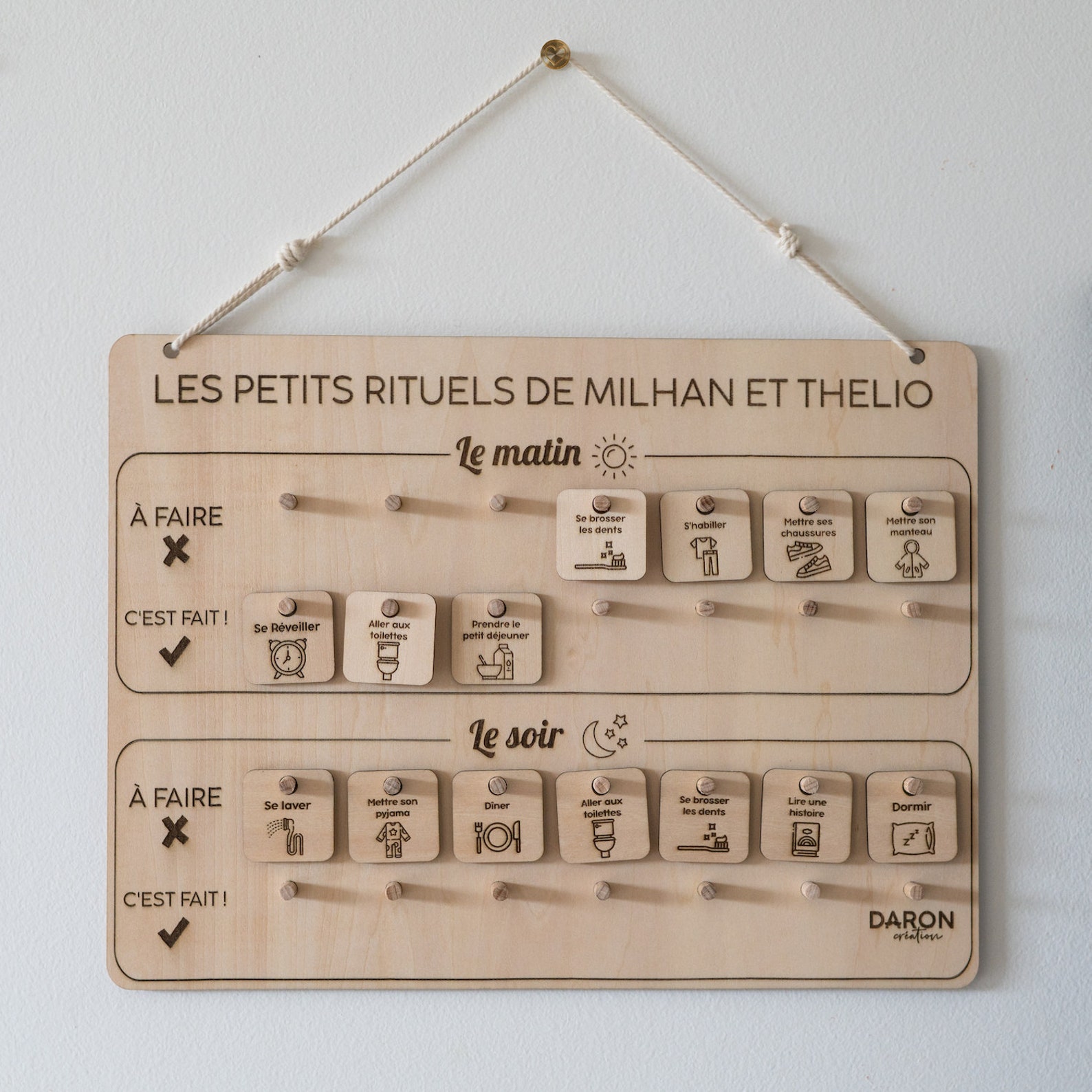 Tableau de motivation routine matin et soir en bois - Etsy France