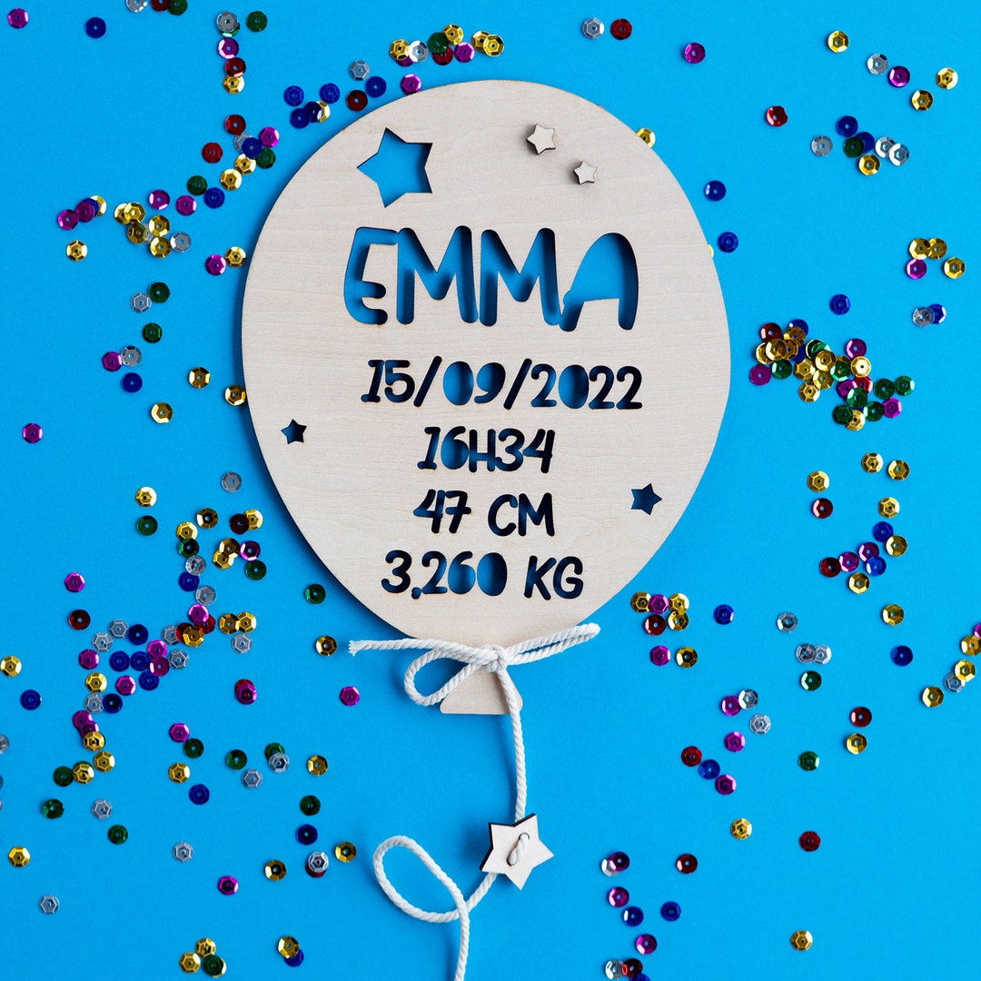 Personalized Wooden Birth Balloon - Etsy