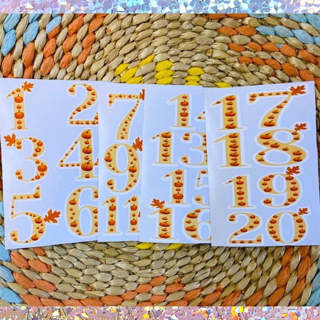 Thanksgiving Table Number Stickers Holiday Scrapbooking Number Set Kids ...
