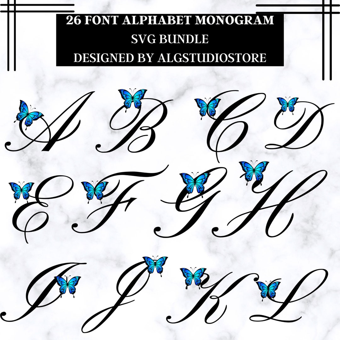 Script Letter Font Svg Monogram for Educational Learning for ...