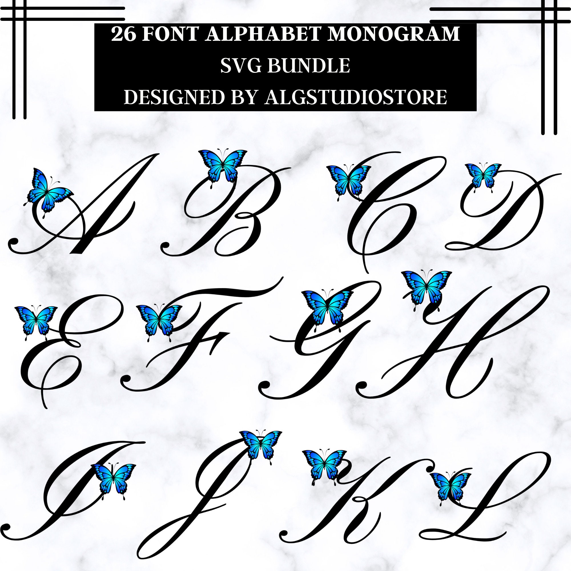 Script Letter Font Svg Monogram for Educational Learning for ...