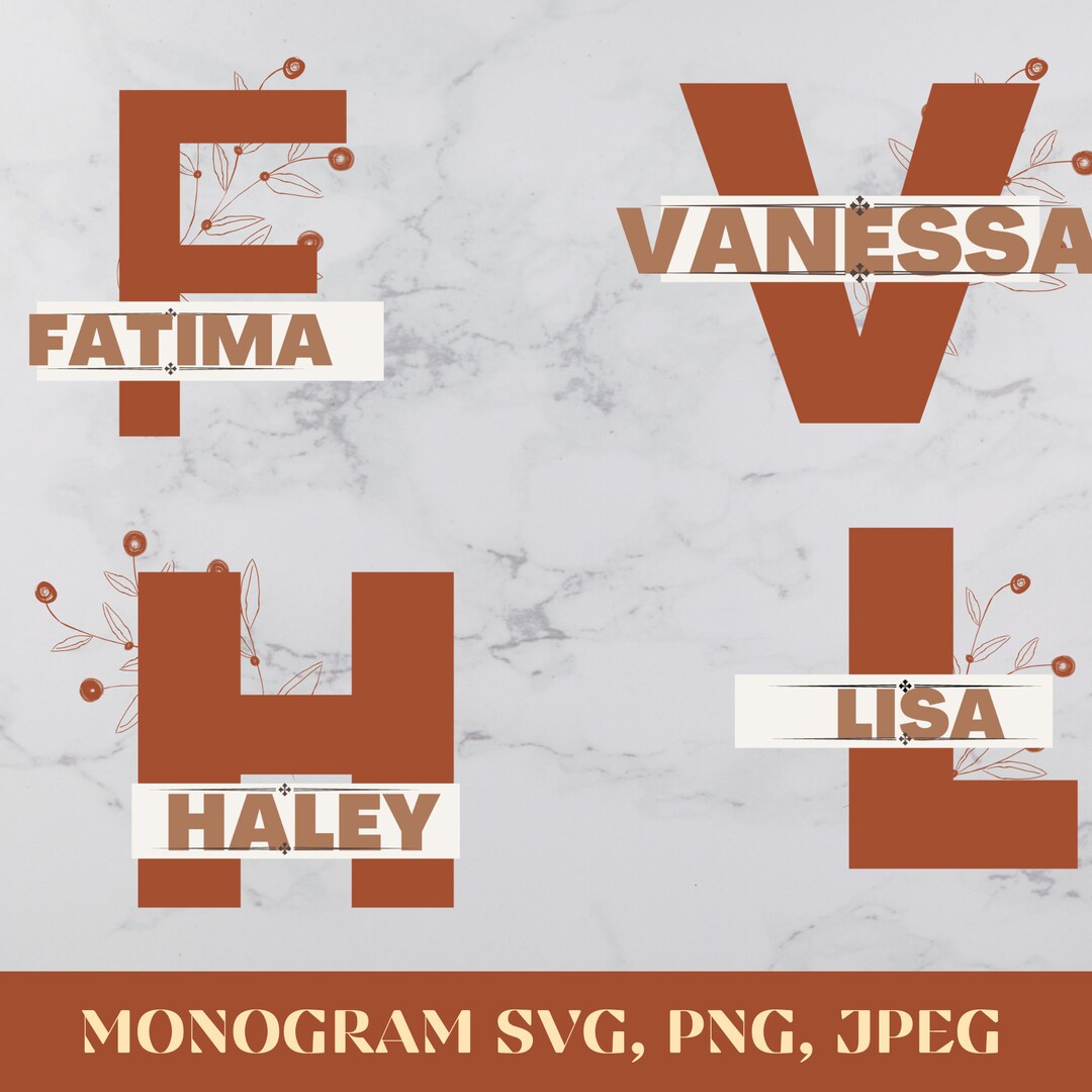 Split Boho Name Monogram SVG DIY Boho Split Alphabet SVG Split Letter ...