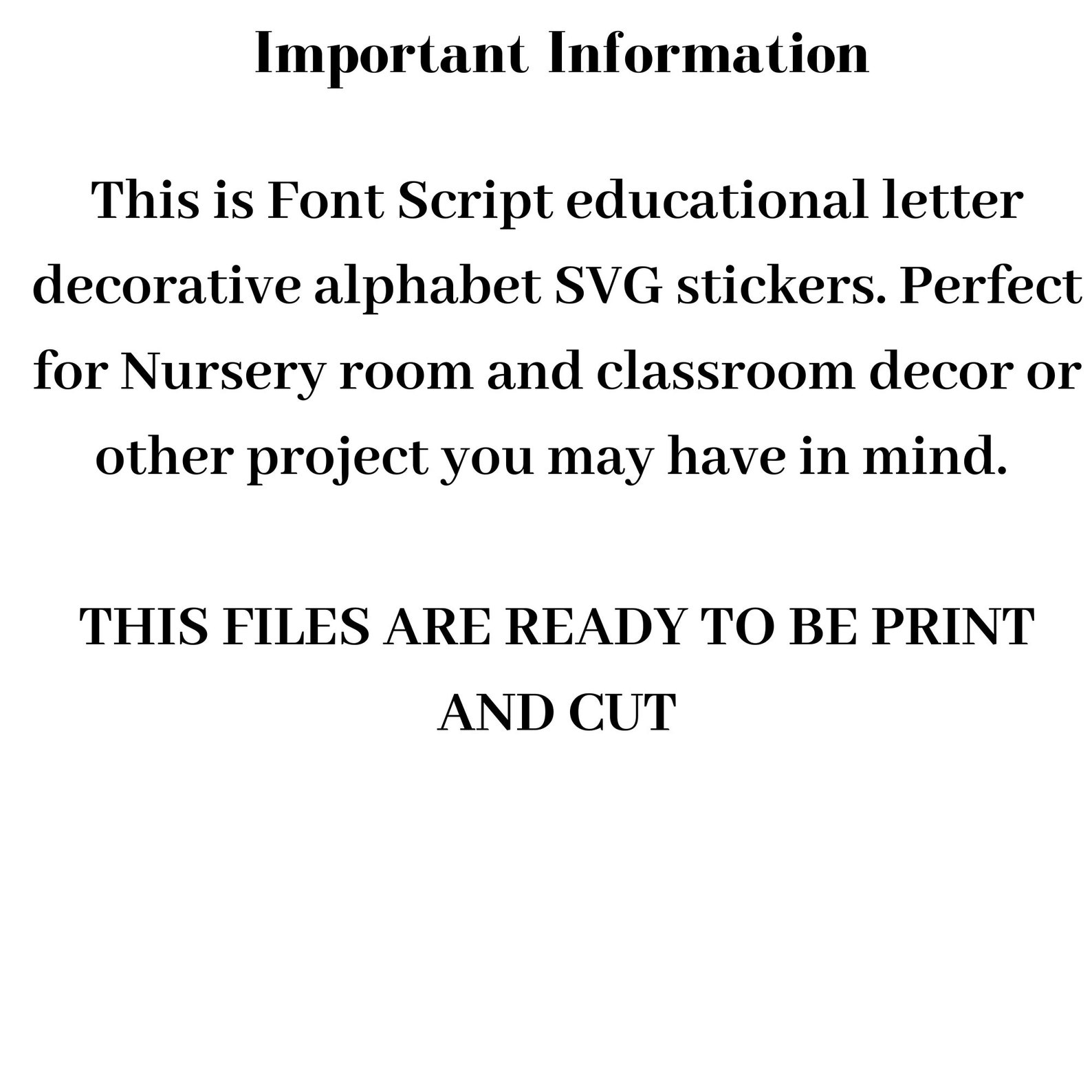 Cursive Alphabet Letter Nursery Room Decor for Cricut Projects ...